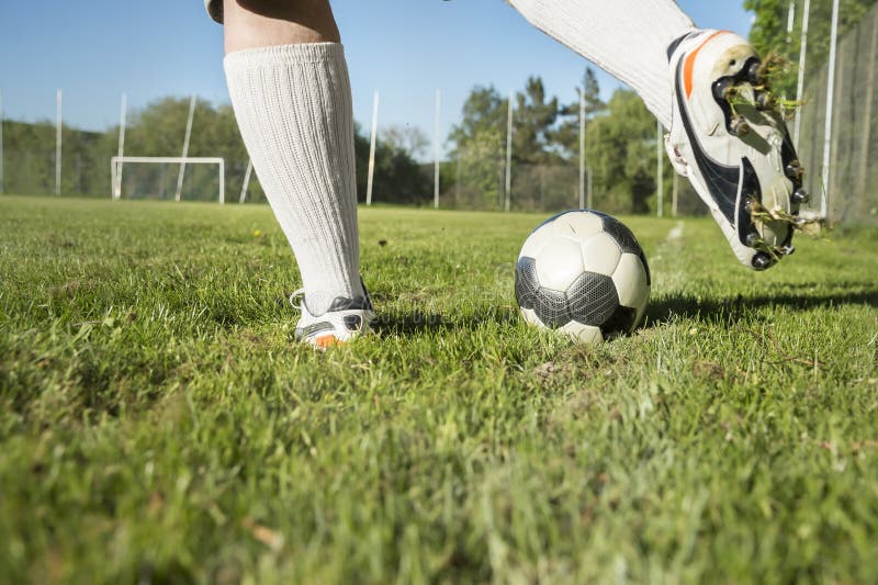 Man Playing with a Football All by Himself Stock Image - Image of goal ...