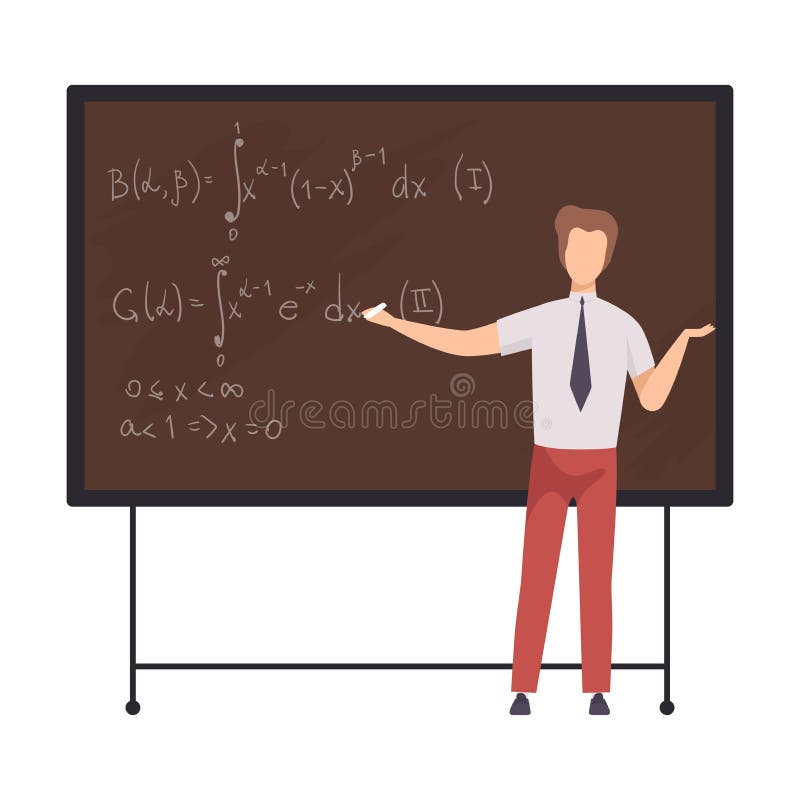 Man Solves the Equation on the Board Vector Illustration Stock Vector ...