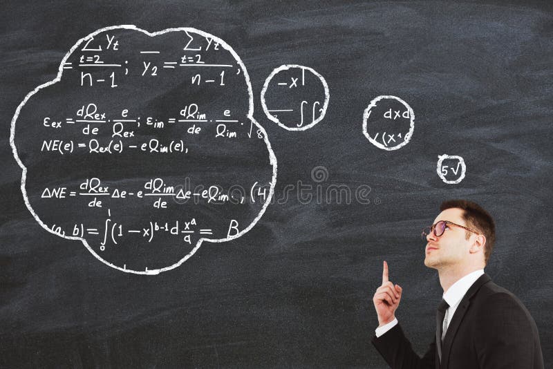 Man Solves the Equation and Has Idea Concept Stock Photo - Image of ...