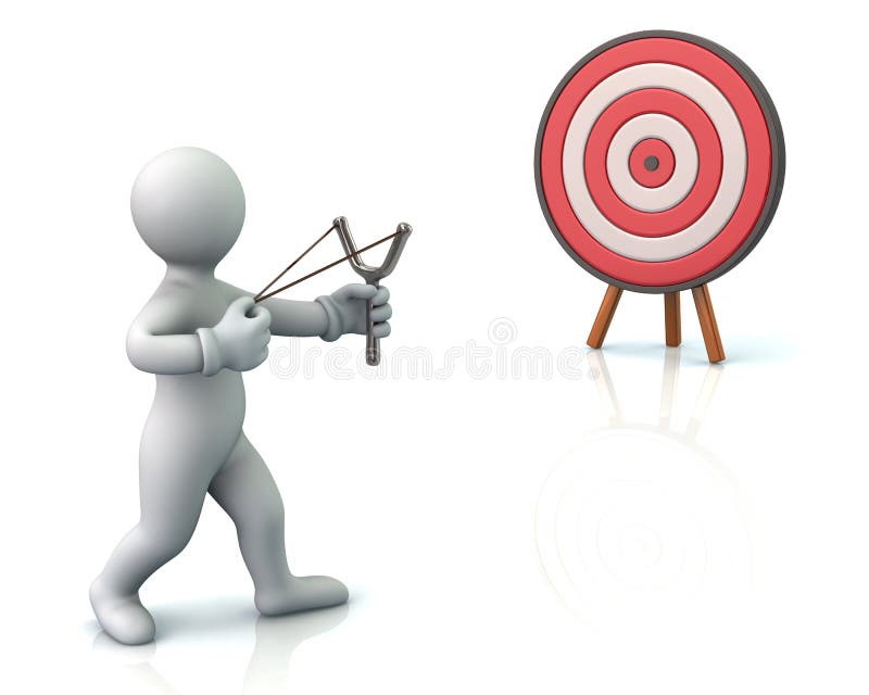 Man Som Tar Syfte Med Katapulten Stock Illustrationer - Illustration av ...