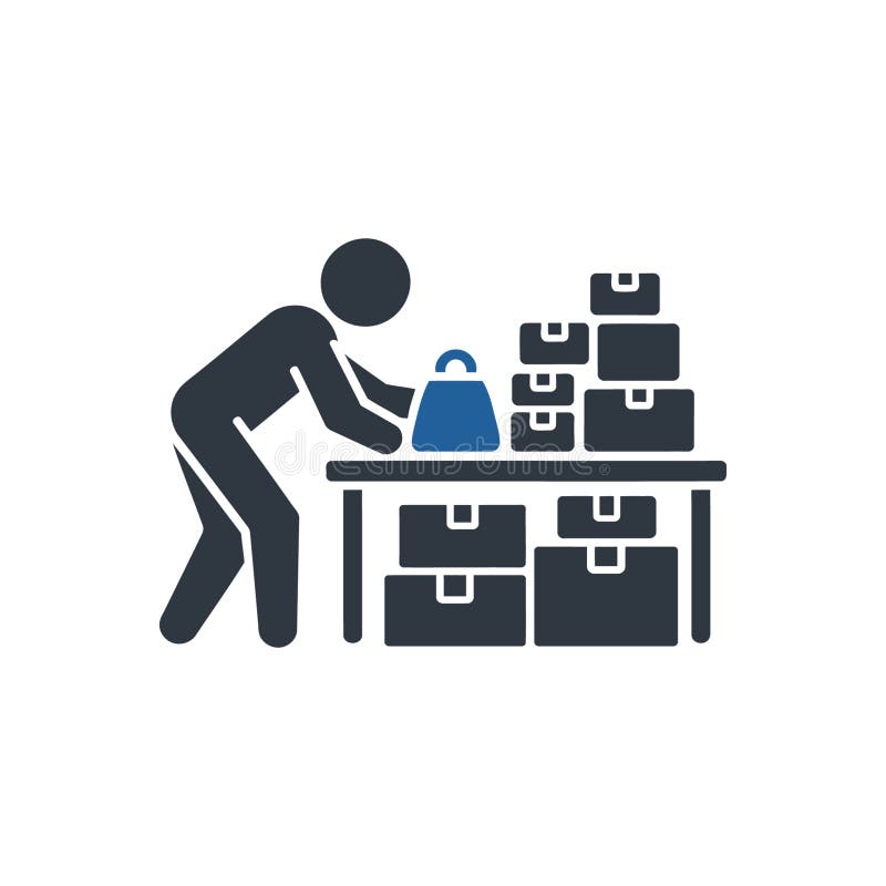Man Sorting Bags Icon stock vector. Illustration of sorting - 349828096