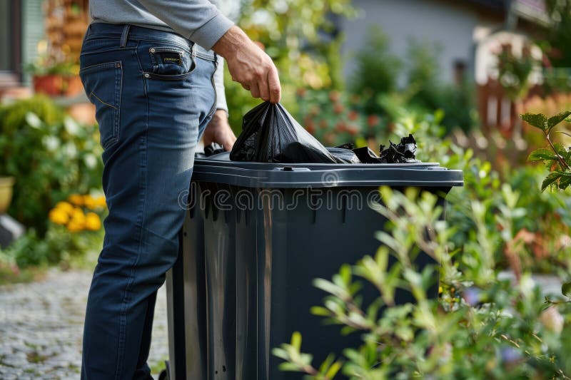 Man Sorting Garbage. Recycling and Environmental Concept Stock Photo ...