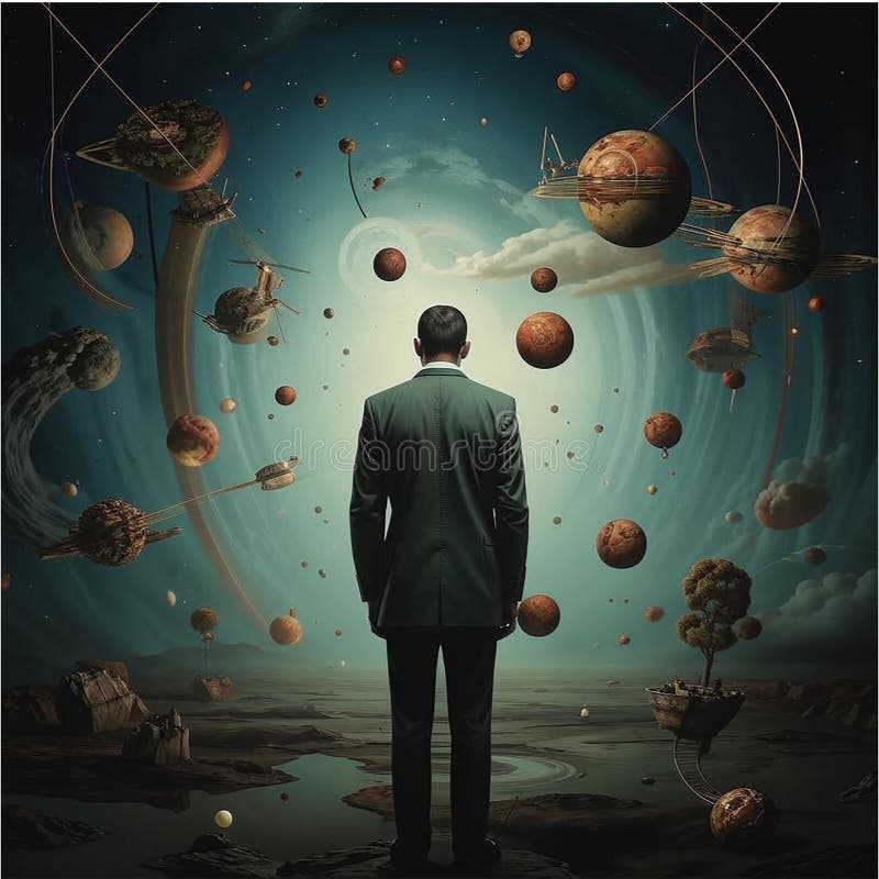 Man in space in soul stock illustration. Illustration of painting ...