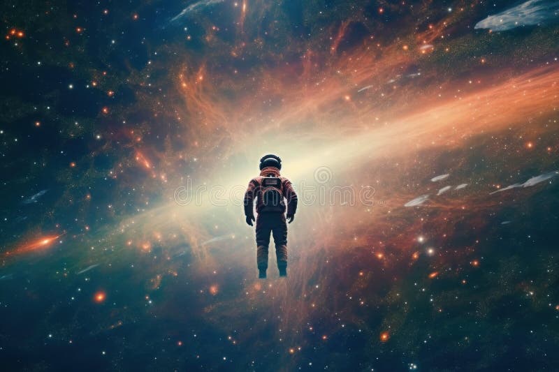 A Man in a Space Suit Floating through a Galaxy. Generative AI Image ...