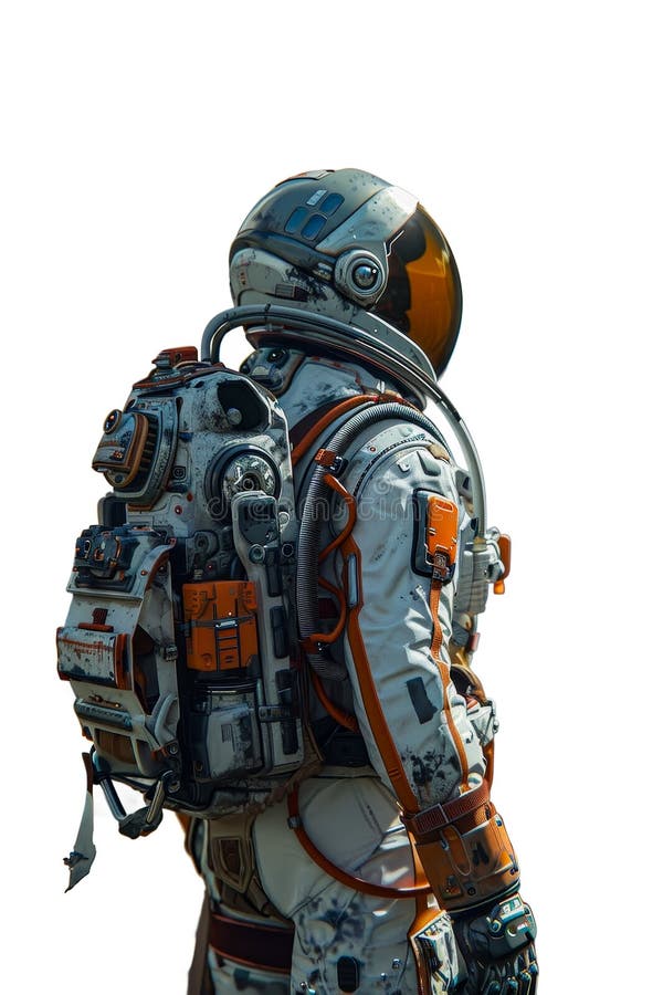 A Man in a Space Suit with a Helmet and a Backpack Stock Illustration ...