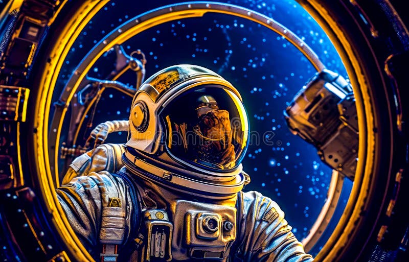 Man in Space Suit Standing in Front of Building on Planet. Generative ...