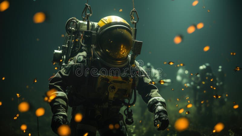 A Man in a Space Suit Walking through a Field. Generative AI Image ...