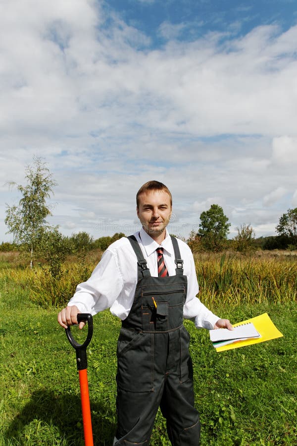 Man and spade. stock image. Image of earth, dirt, spade - 21049701