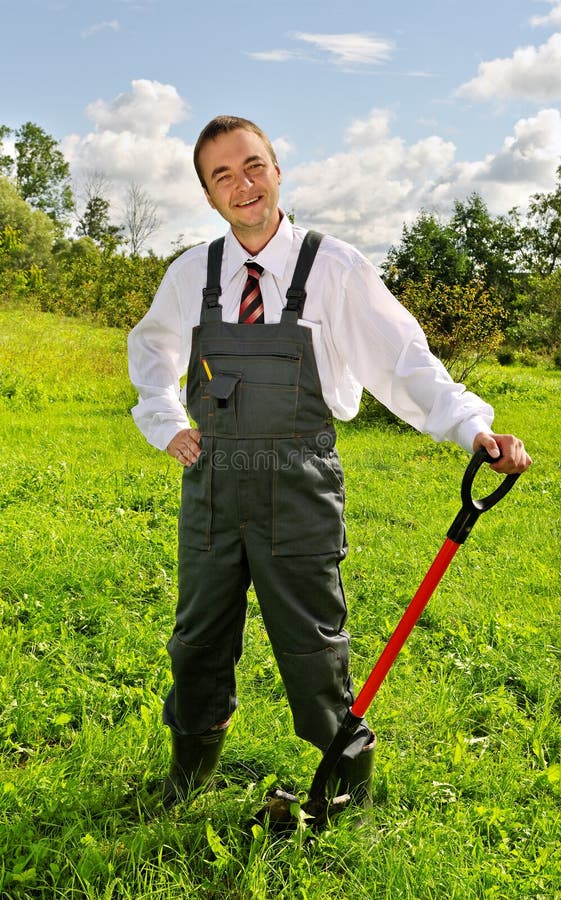 Man with a spade. stock photo. Image of caucasian, jump - 21562394