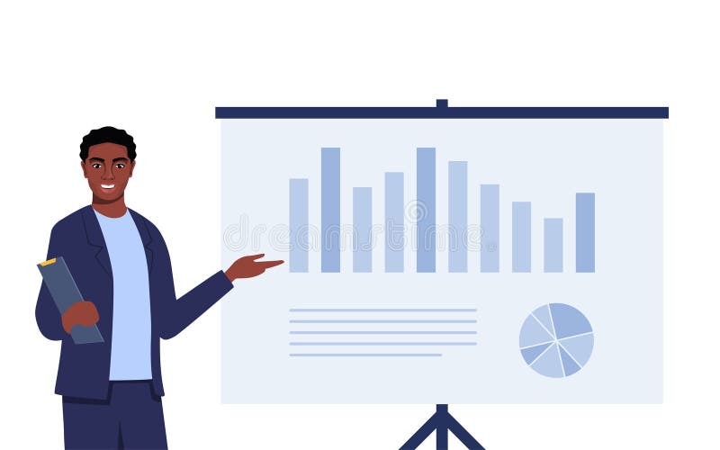 Man Speaker Pointing at Presentation on White Board during Business ...