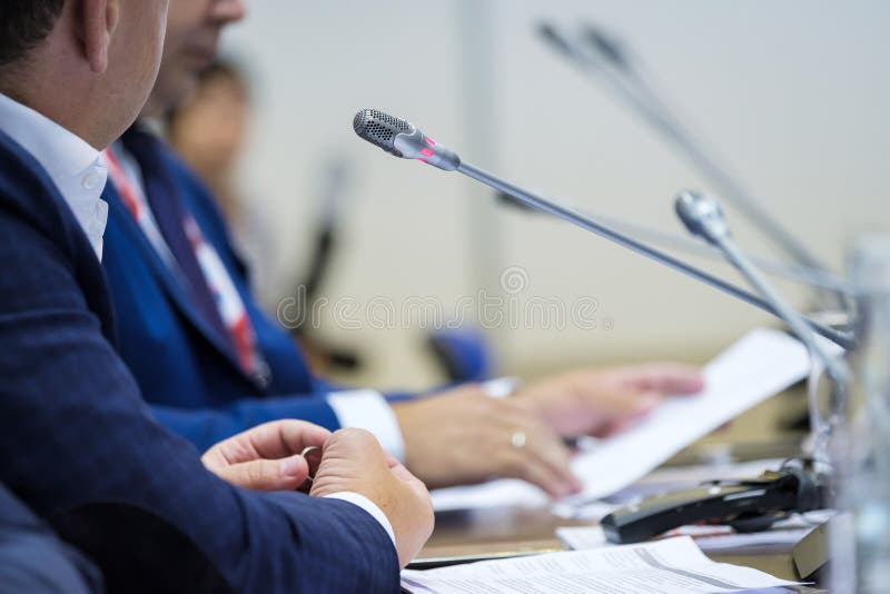 Man Speaking at the Conference Editorial Stock Image - Image of hand ...