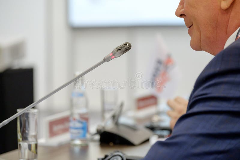 Man Speaking at the Conference Editorial Stock Image - Image of hand ...