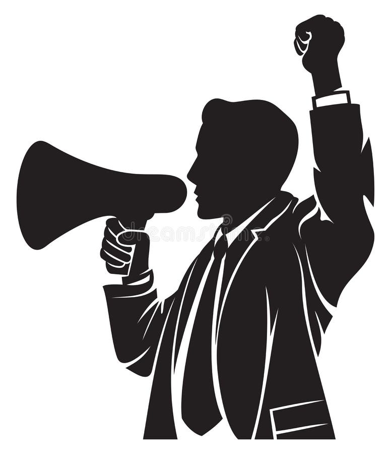 Angry megaphone man stock vector. Illustration of media - 32010218