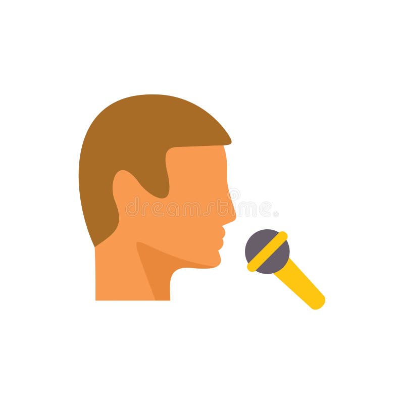 Man Speaking with Microphone Flat Icon Design Illustration Vector Stock ...