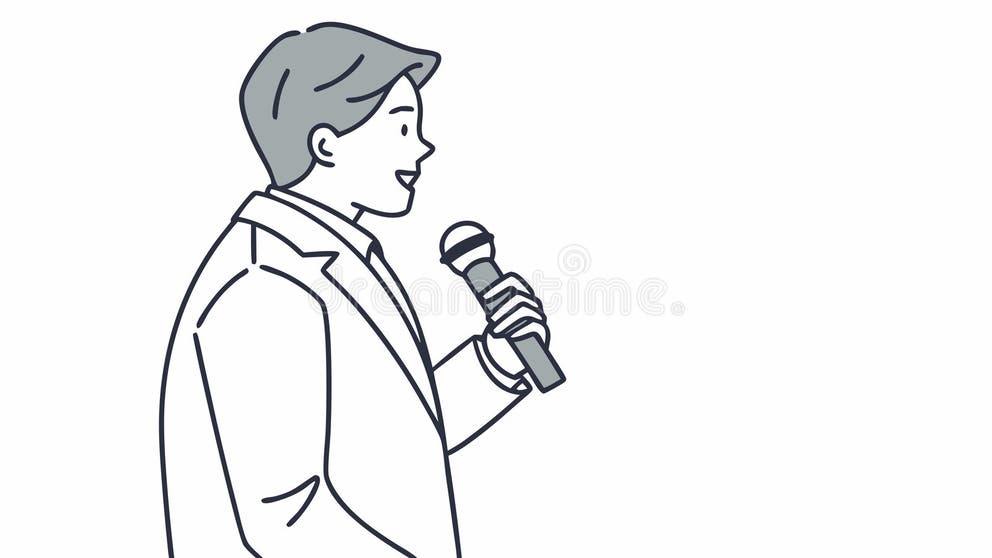 Man Speaking into a Microphone, Public Address, Vector Design ...