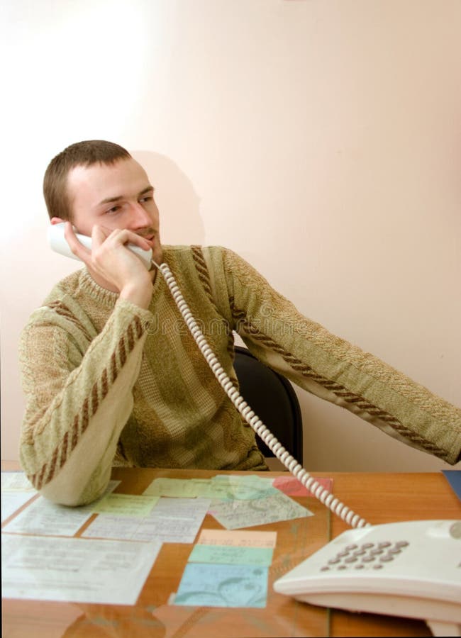 Man speaking by phone stock image. Image of business, employee - 5846143
