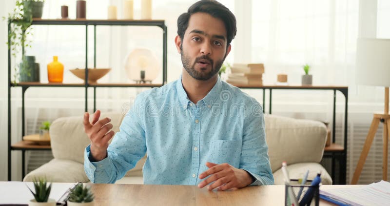 Man speaking on video call stock footage. Video of positive - 212829740