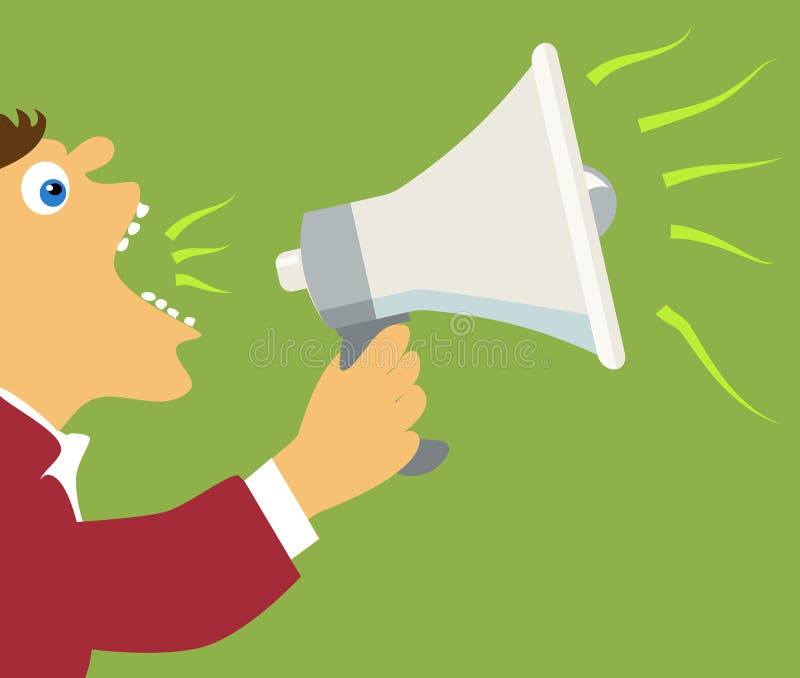 Man Speaks through the Speaking-trumpet Stock Vector - Illustration of ...