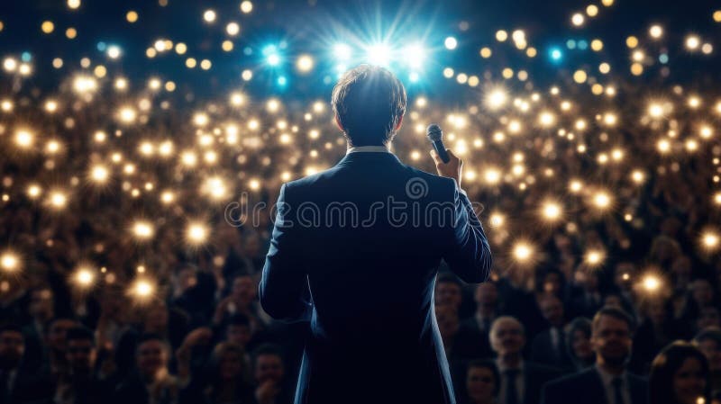 Man Speaks To Crowd with Confidence and Professionalism with ...