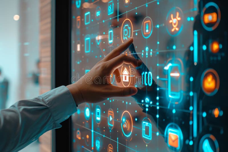 The Man is a Specialist Near the Virtual Screen . the Finger is Next To ...