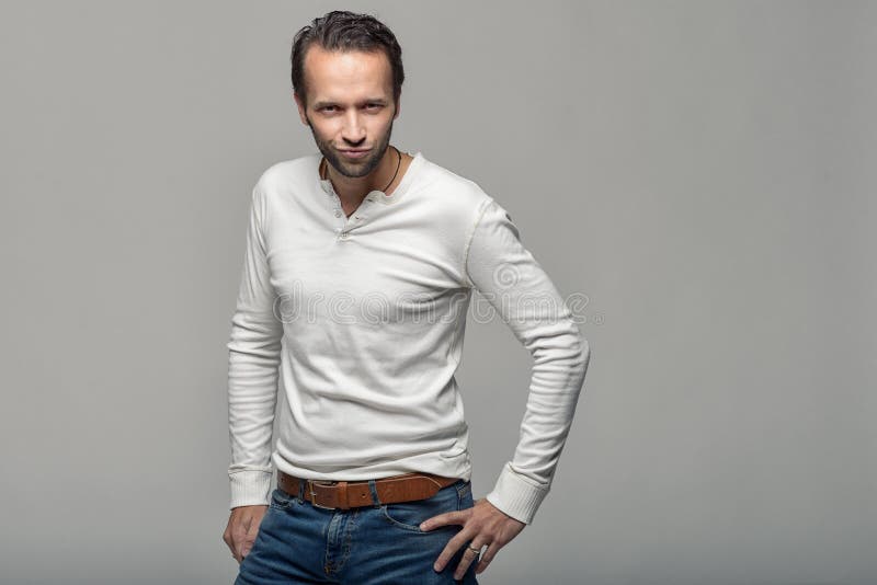 Man with a Speculative Expression Stock Image - Image of intent, space ...