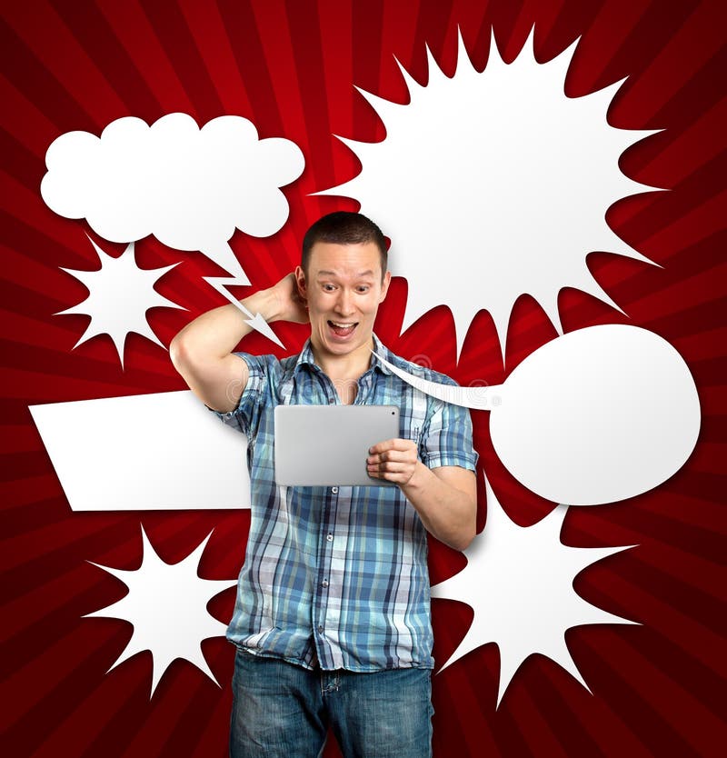 Man with Speech Bubble stock image. Image of cloud, friendly - 23184591