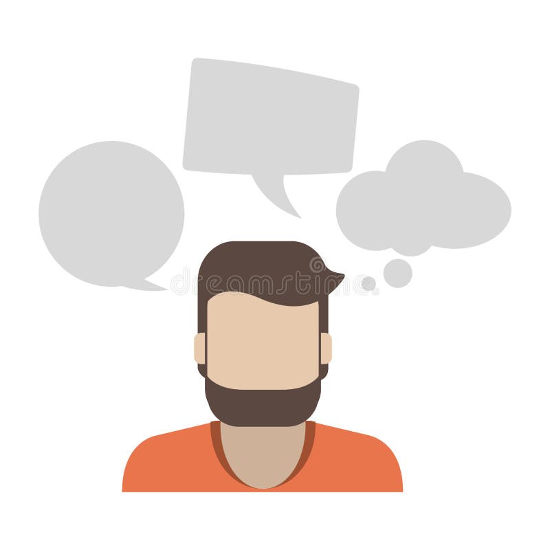 Man with speech bubbles stock vector. Illustration of speech - 143371709