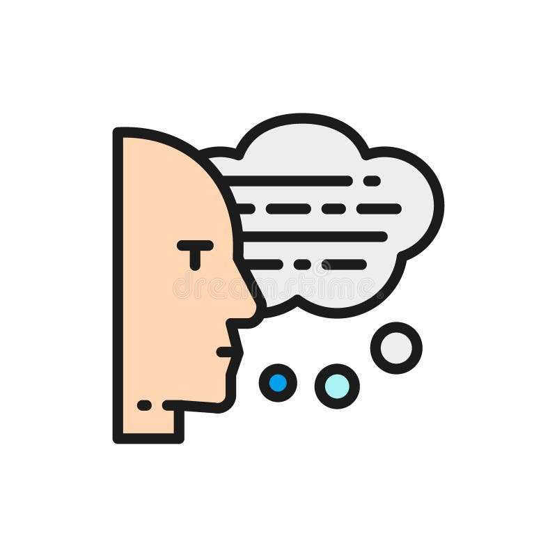 Vector Think, Thought, Idea, Mind, Dream Cloud, Dialog Flat Color Line ...