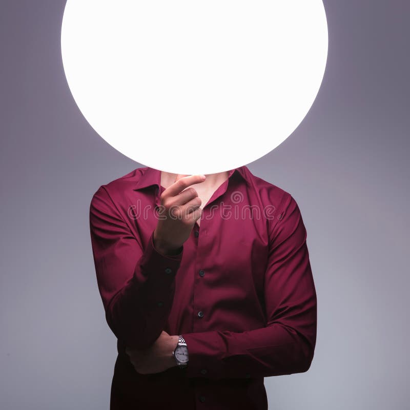 Man with Sphere of Light As Head is Thinking Stock Photo - Image of ...