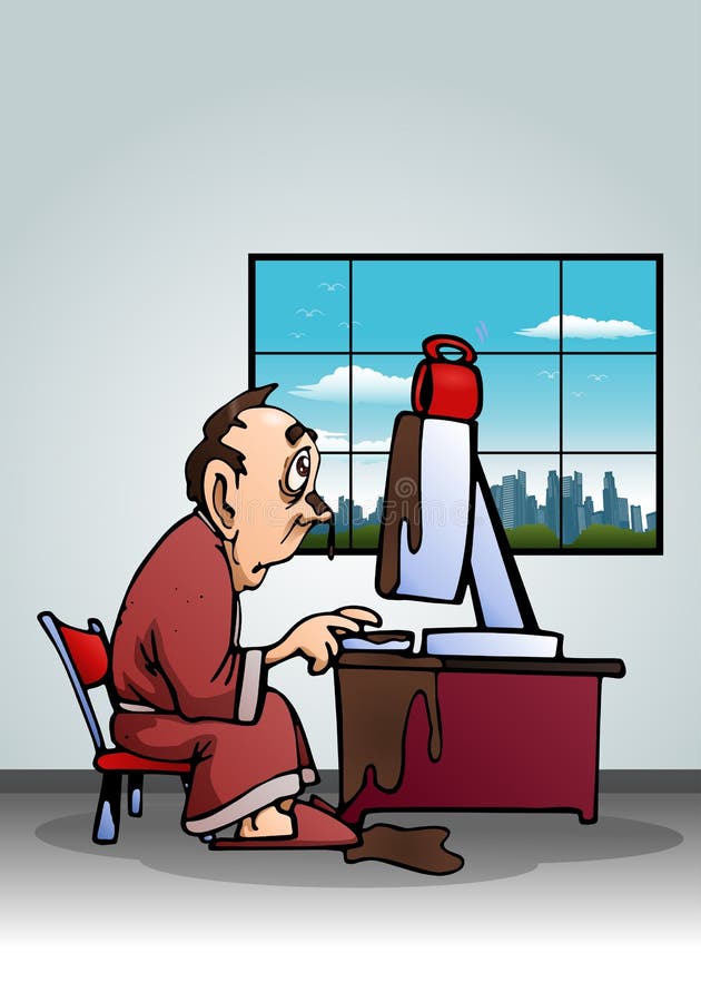 Man spill his coffee stock illustration. Illustration of clumsy - 90986851