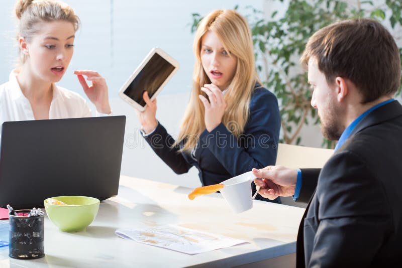 Man Spilling Tea on Documents Stock Photo - Image of cooperation ...