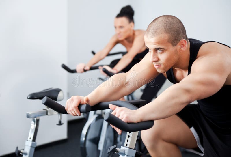 Man Spinning Veloargometer Gym Stock Image - Image of handsome, active ...