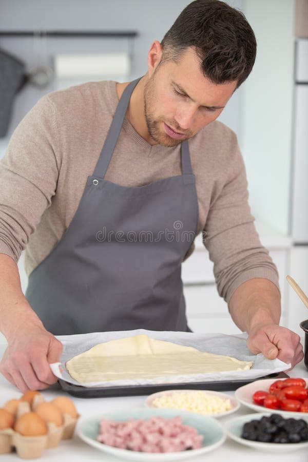 Man Spiting Yeast in Dough Making Process Stock Photo - Image of food ...