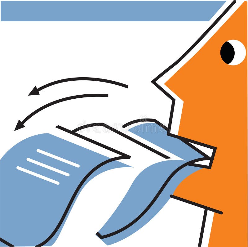 Man spitting out paperwork stock illustration. Illustration of painting ...