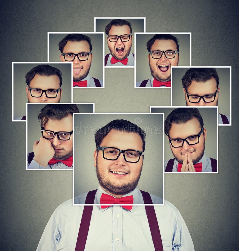 Split Personality. Angry Young Man Screaming At Scared Anxious Himself ...