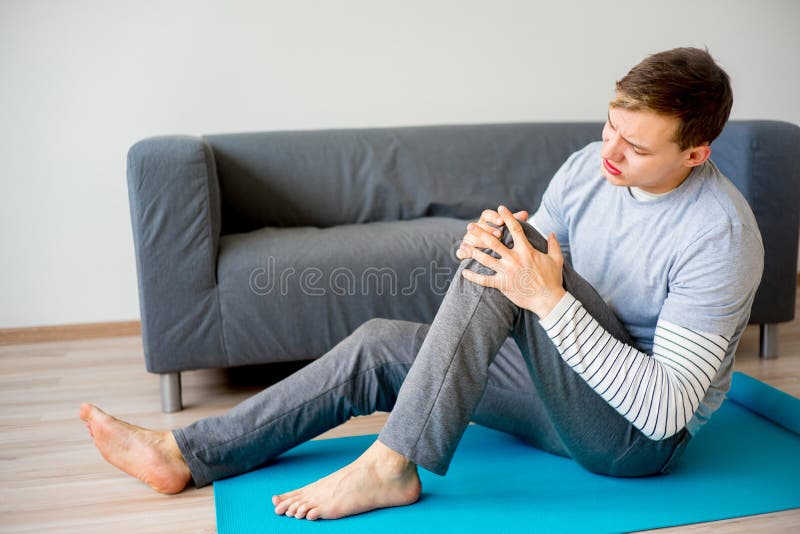 Man sprained his leg stock photo. Image of muscle, injured - 97470232