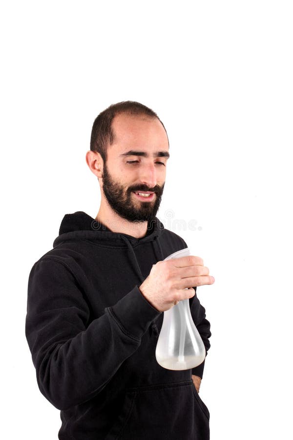Man with spray stock image. Image of action, holding - 50215975