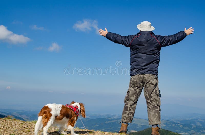 Man and His Dog in a Landscape Stock Photo - Image of lifestyle, park ...