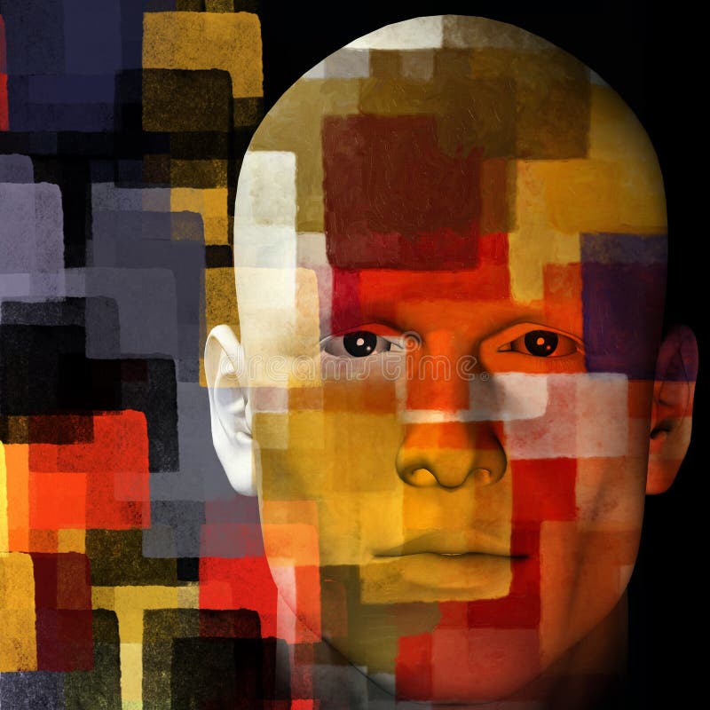 Man with Squares Illustration Stock Illustration - Illustration of ...