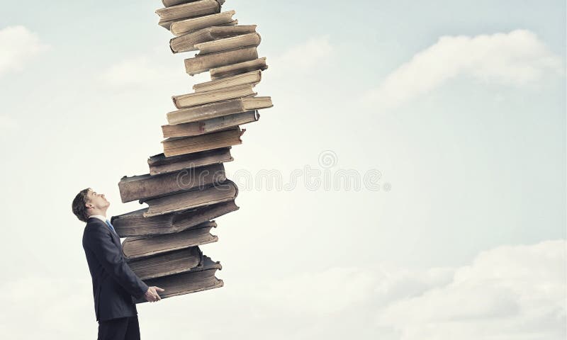 Man with Stack of Books in Hands Stock Image - Image of carry ...