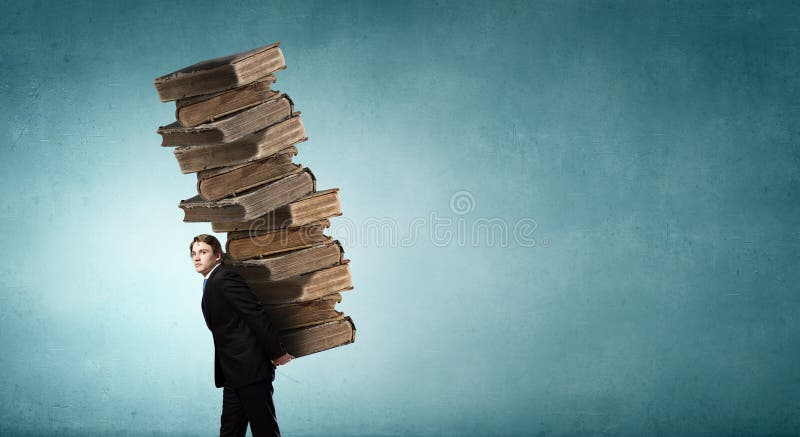 Man with Stack of Books in Hands Stock Image - Image of carrying ...