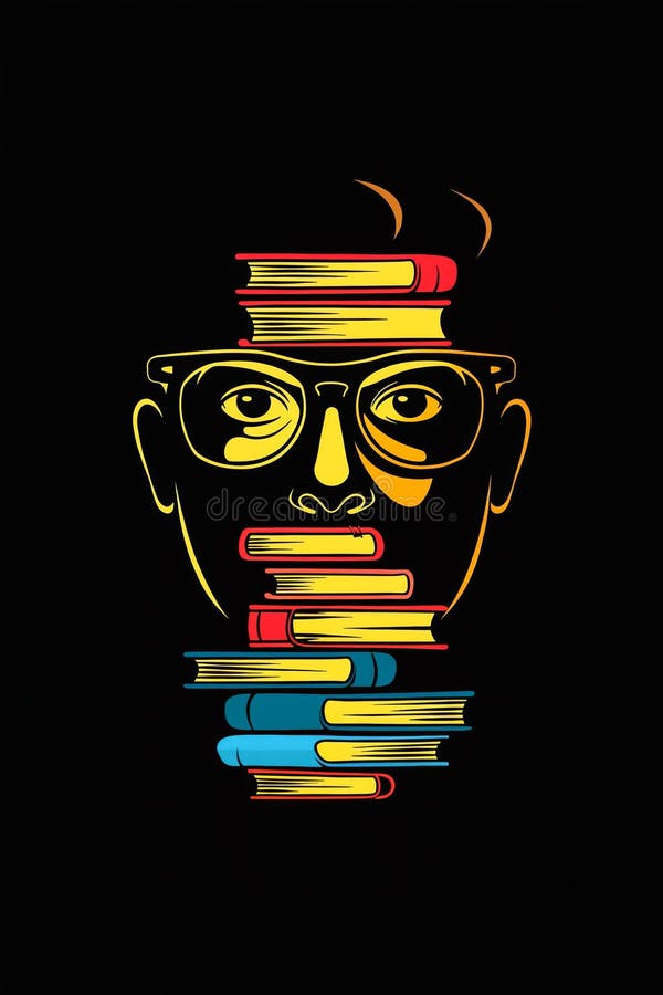 A Man with a Stack of Books on His Head. Generative AI Stock ...