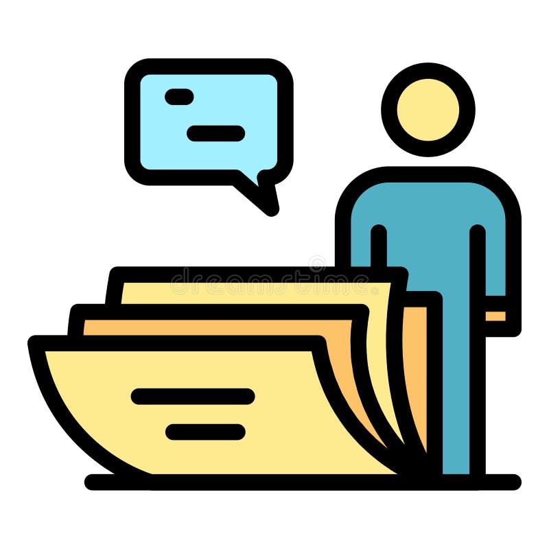 Man and a Stack of Letters Icon Color Outline Vector Stock Vector ...