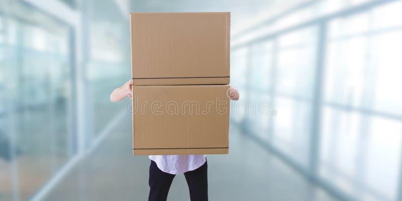 Man with Stacked Cardboard Boxes Stock Image - Image of order, casual ...