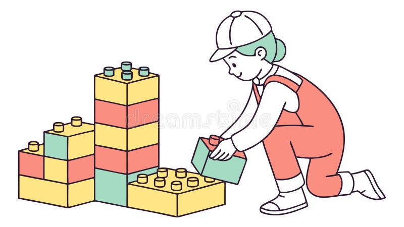 Man Stacking Building Blocks Construction Vector, Vector Design ...