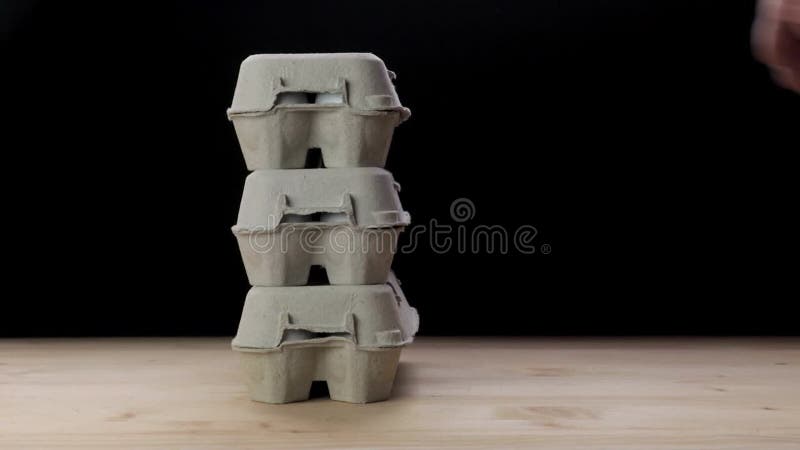 Man Stacking Egg Paper Packaging. Stock Footage - Video of hands ...