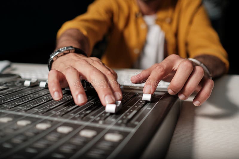 Man with Stage Mixer Controller for Audio Stock Image - Image of ...