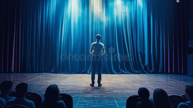 A man on the stage stock image. Image of drama, auditorium - 345476573