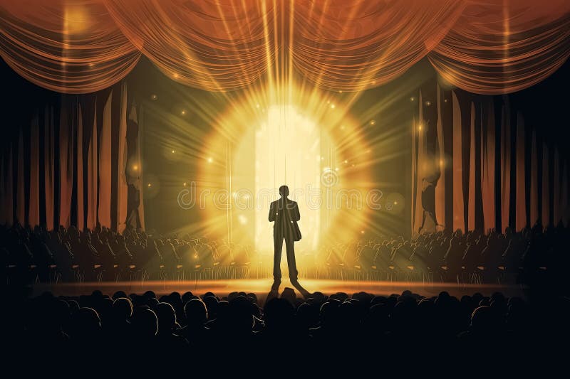 Man on Stage in the Theater. Stock Illustration - Illustration of ...