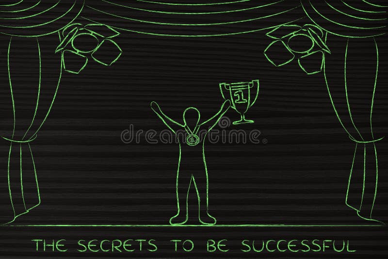 Man on Stage Under Spotlights Holding a First Prize Cup Stock Photo ...